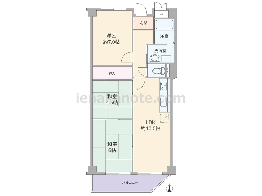 （間取りID: 195）58.87平米の3LDK - イエナカ手帖