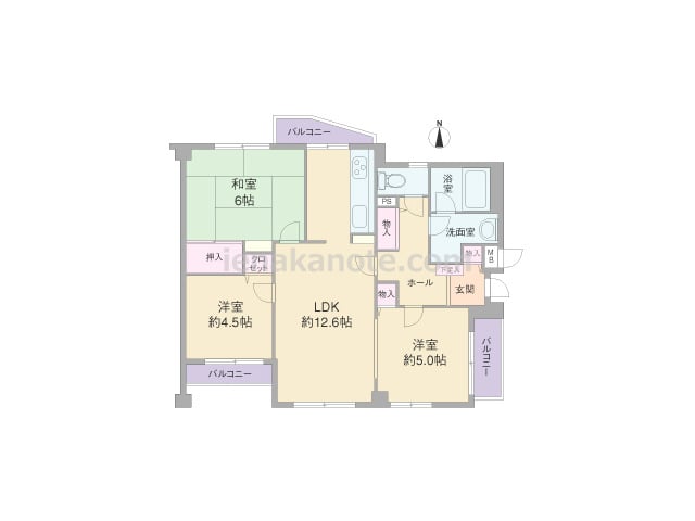 63.72平米の3LDKの間取り（4441） - イエナカ手帖