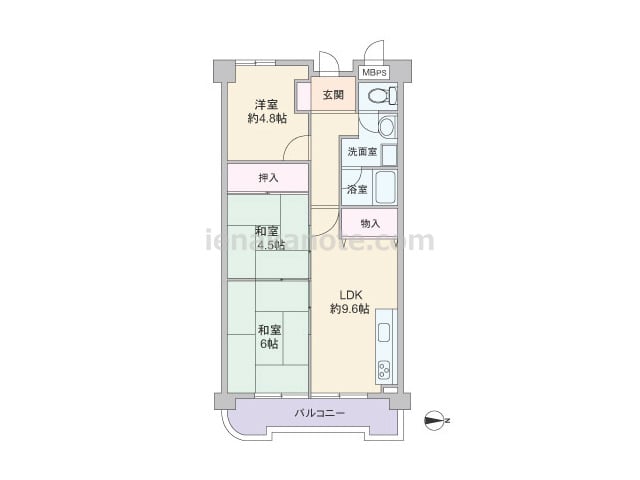 55.15平米の3LDKの間取り（7391） - イエナカ手帖