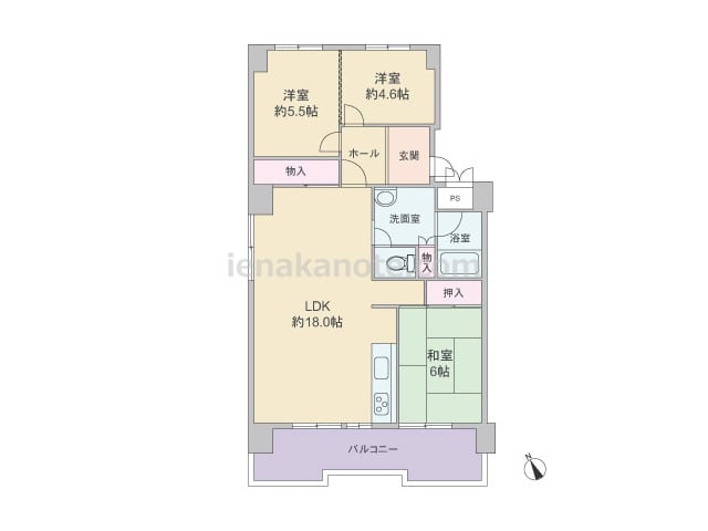 75.07平米の3LDKの間取り（15256） - イエナカ手帖