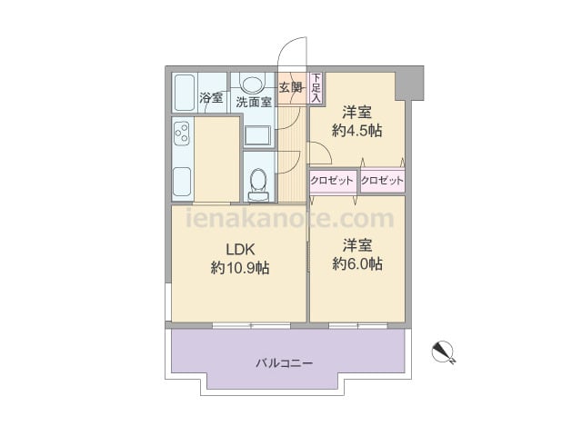47.04平米の2LDKの間取り（18871） - イエナカ手帖
