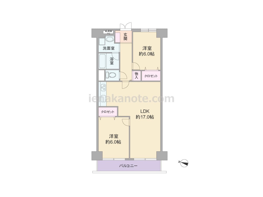 （間取りID: 19390）63.28平米の2LDK - イエナカ手帖