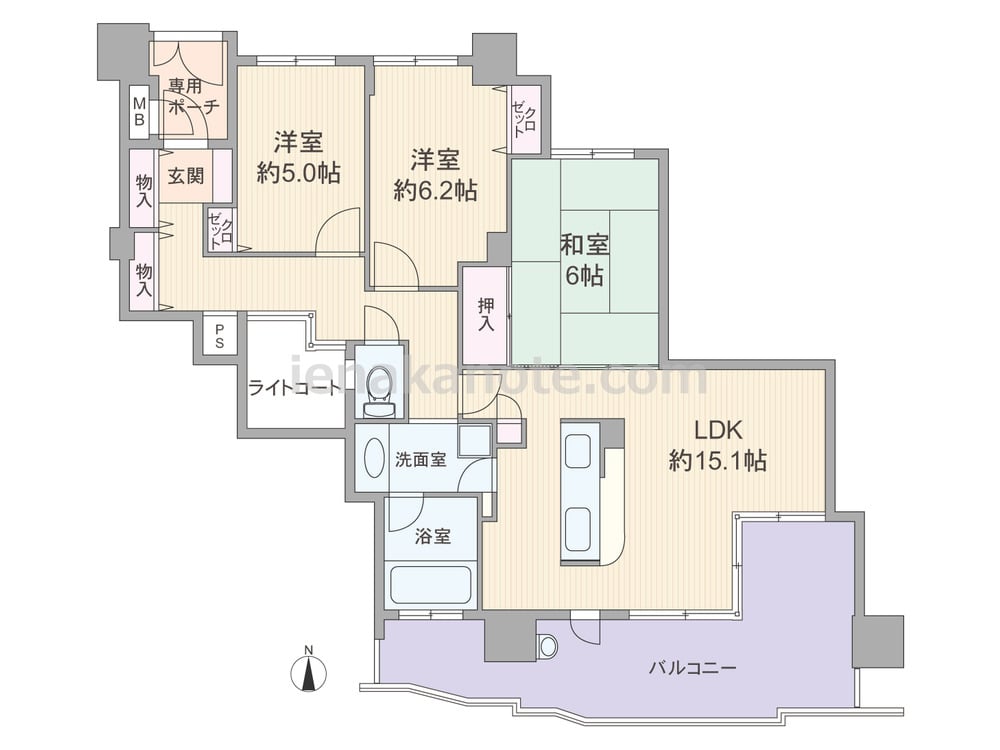 77.37平米の3LDKの間取り（25597） - イエナカ手帖