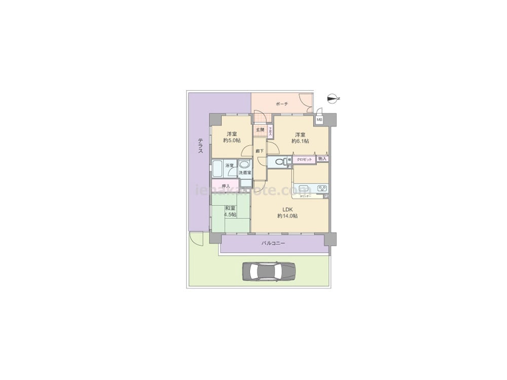 62.56平米の3LDKの間取り（27392） - イエナカ手帖