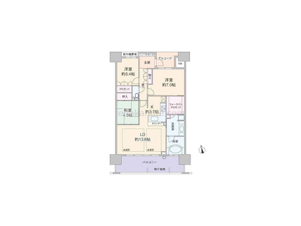 80.36平米の3LDKの間取り（28733） - イエナカ手帖