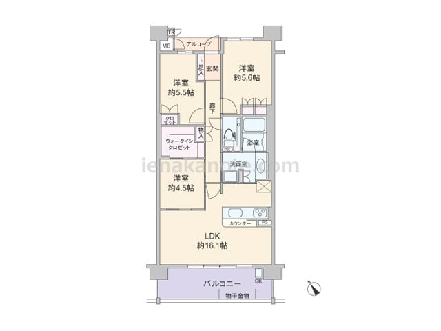 77.57平米の3LDKの間取り（29411） - イエナカ手帖