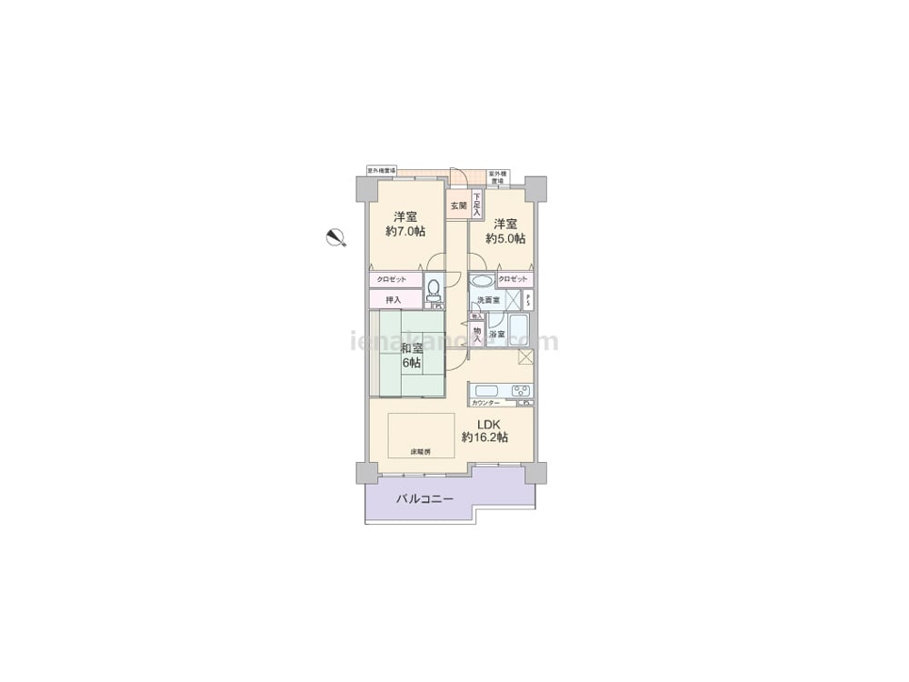 77.05平米の3LDKの間取り（31329） - イエナカ手帖