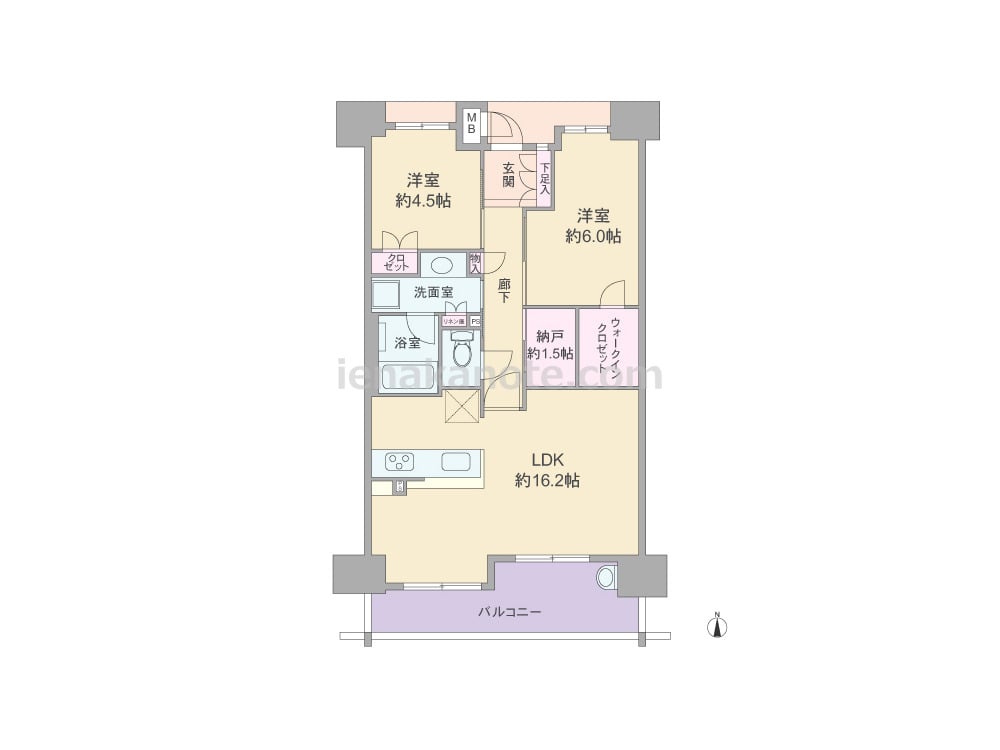 （間取りID: 33142）64.65平米の2LDK - イエナカ手帖