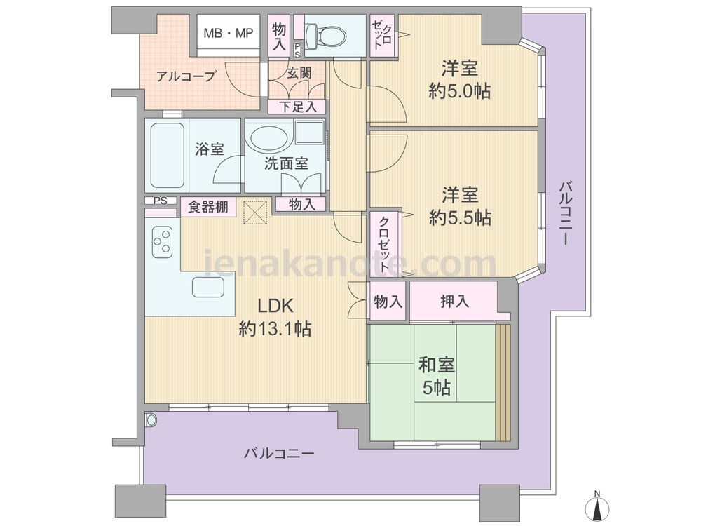 （間取りID: 33576）66.65平米の3LDK - イエナカ手帖