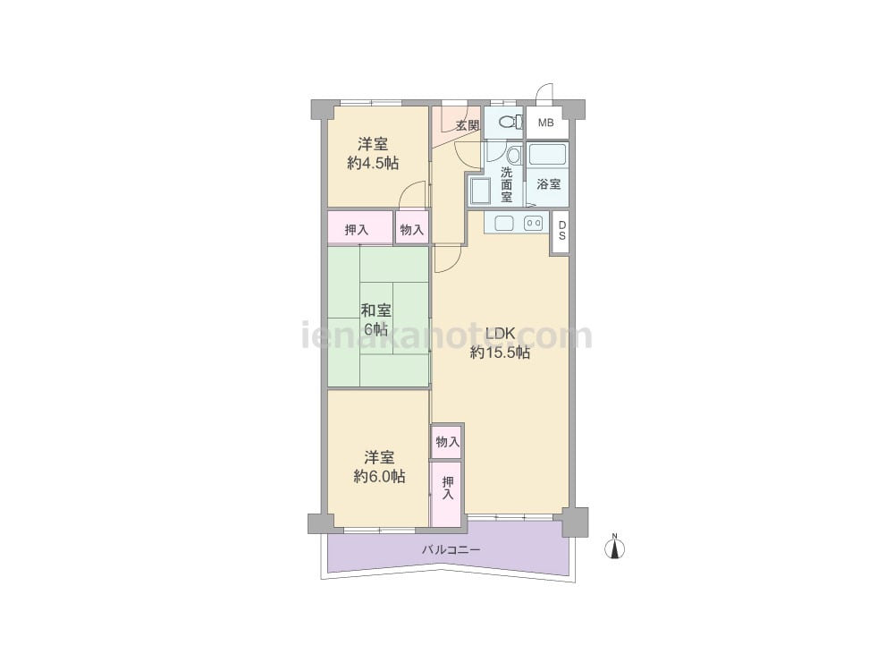 71.42平米の3LDKの間取り（34308） - イエナカ手帖