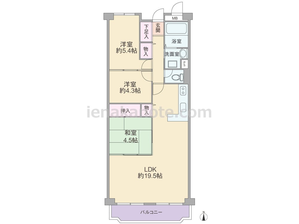 70.00平米の3LDKの間取り（35288） - イエナカ手帖