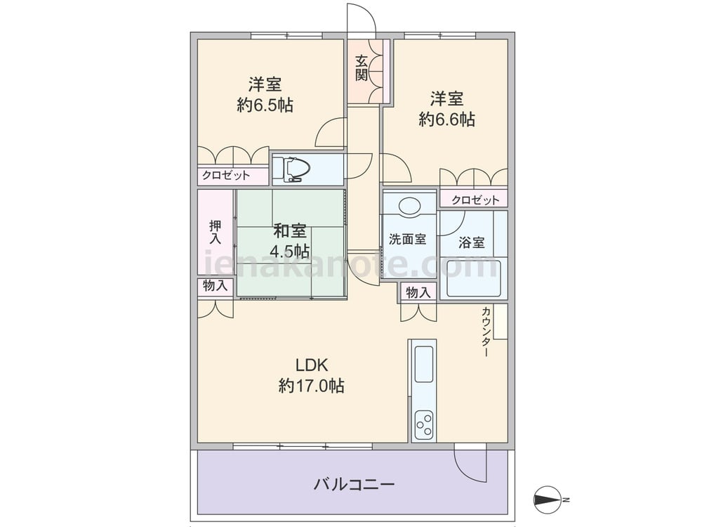 75.03平米の3LDKの間取り（35885） - イエナカ手帖