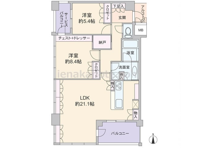 （間取りID: 36291）79.70平米の2LDK - イエナカ手帖