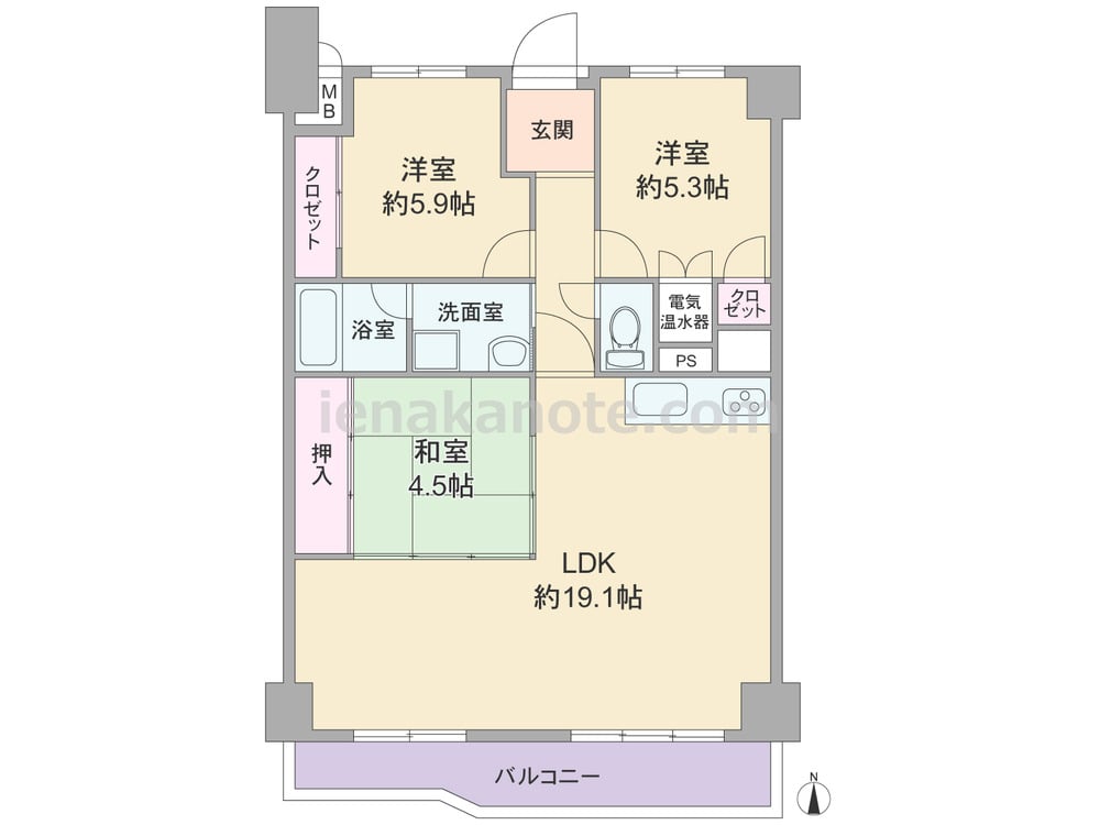（間取りID: 36936）76.00平米の3LDK - イエナカ手帖