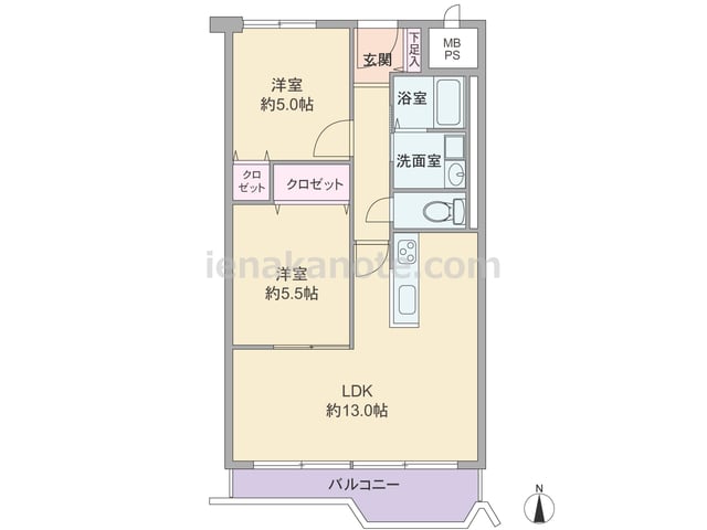 2LDKのマンションの間取り（プラン集） - イエナカ手帖