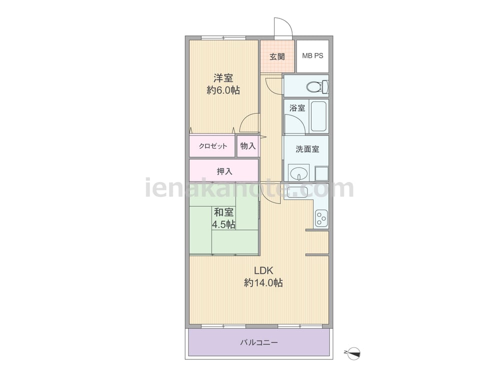 （間取りID: 41101）58.13平米の2LDK - イエナカ手帖